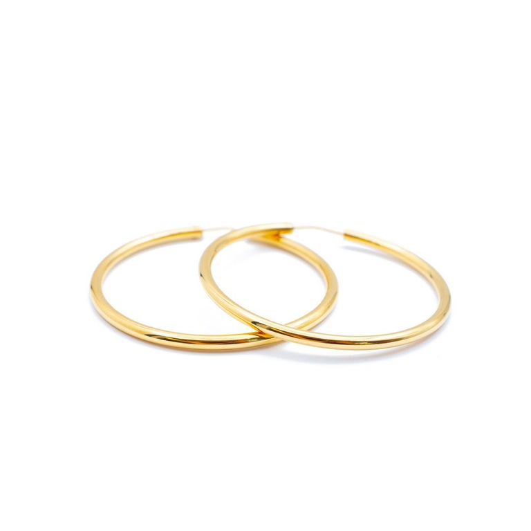 18K Yellow Gold Ladies Hoop Earrings For Sale at 1stDibs