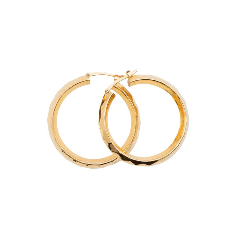 18K Yellow Gold Ladies Hoop Earrings For Sale at 1stDibs