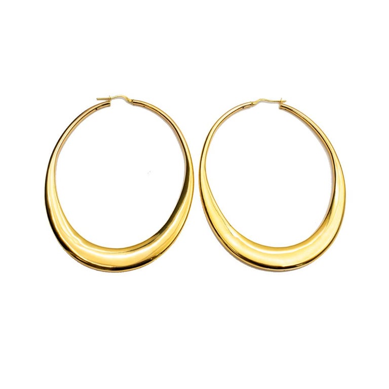 18K Yellow Gold Ladies Xl Hoop Earrings For Sale at 1stDibs