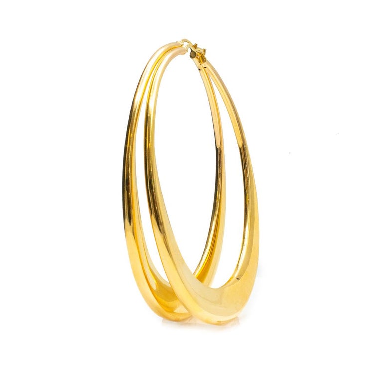 18K Yellow Gold Ladies Xl Hoop Earrings For Sale at 1stDibs