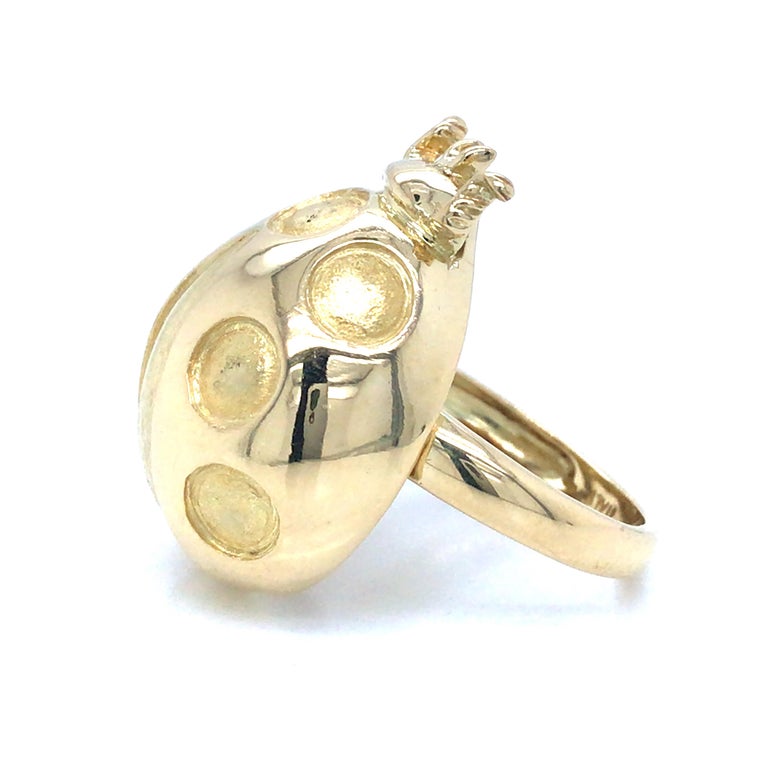 18K Yellow Gold Ladybug Ring For Sale at 1stDibs
