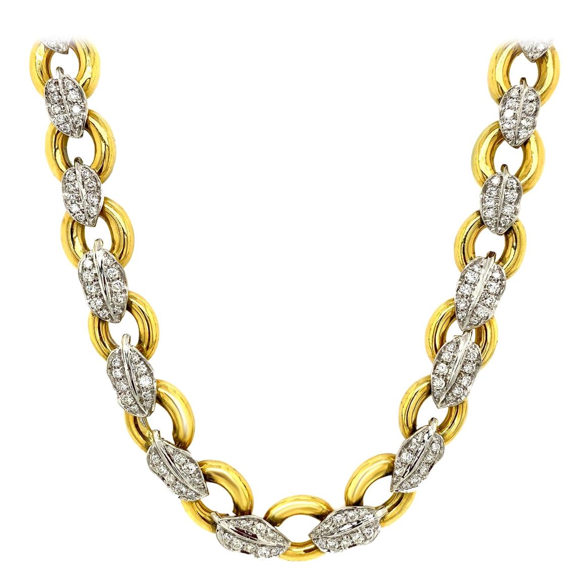 M. Gerard 18 Karat Yellow Gold Diamond Necklace For Sale at 1stdibs