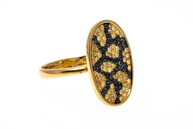 18k Yellow Gold Leopard Print Pave Diamond Ring, 0.86 TCW For Sale at ...