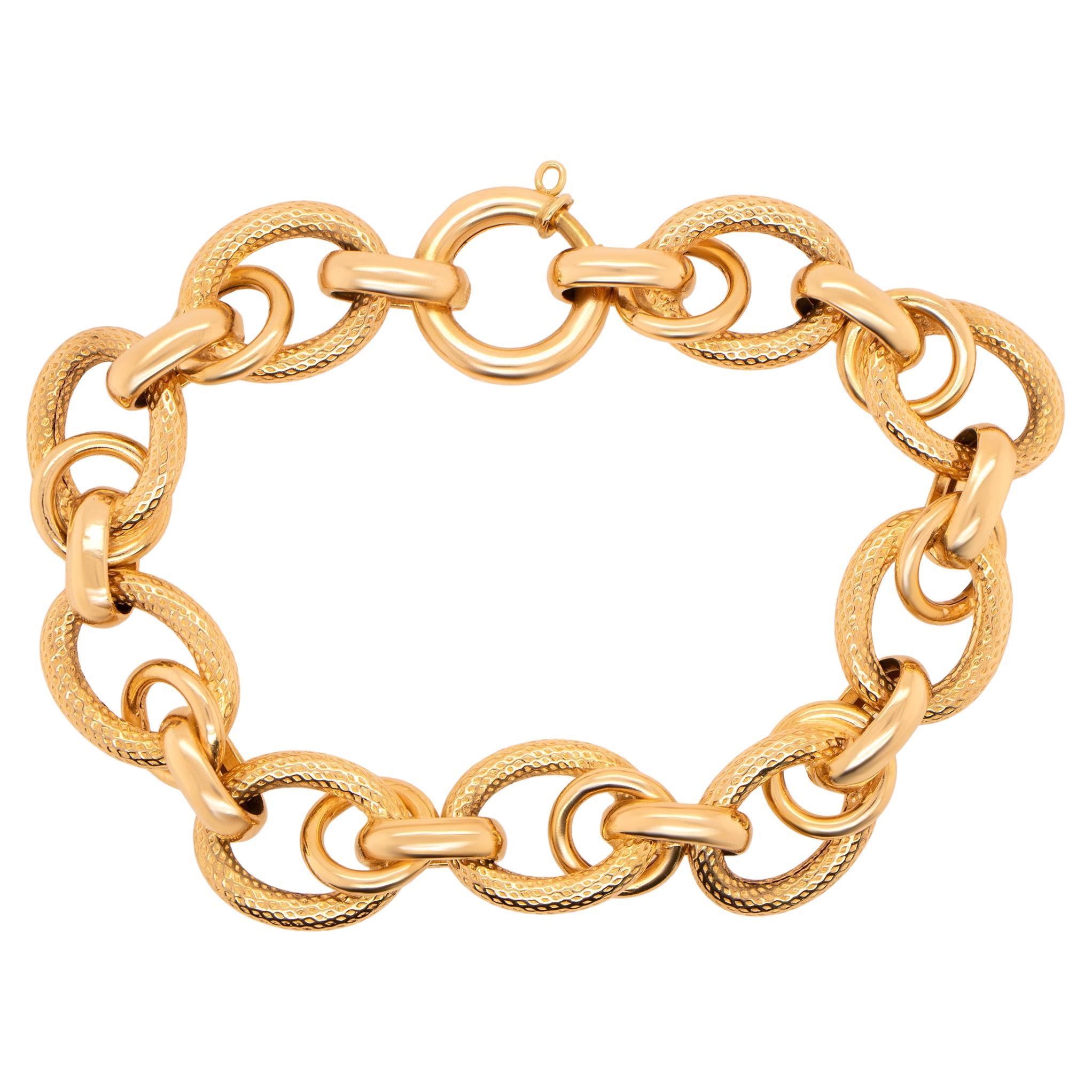 18k Yellow Gold Hardware Link Diamond Tennis Bracelet For Sale at 1stDibs