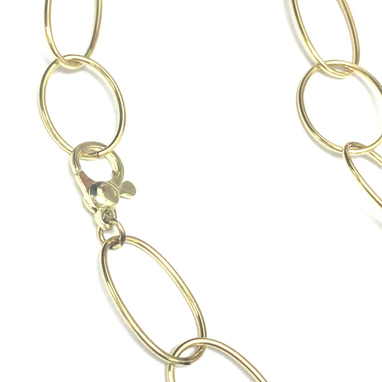 18K Yellow Gold Long Link Necklace For Sale at 1stDibs