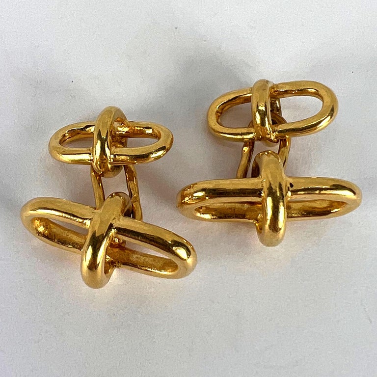 18K Yellow Gold Marine Chain Link Cufflinks For Sale at 1stDibs