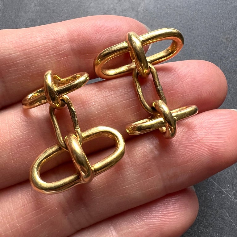 18K Yellow Gold Marine Chain Link Cufflinks For Sale at 1stDibs