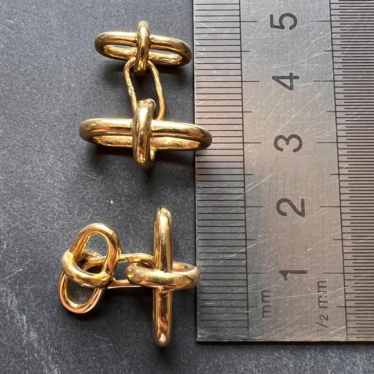 18K Yellow Gold Marine Chain Link Cufflinks For Sale at 1stDibs