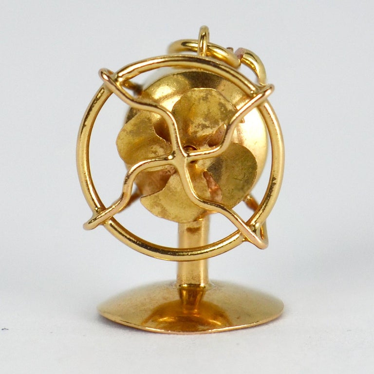 18 Karat Yellow Gold Mechanical Desk Fan Charm Pendant For Sale at ...
