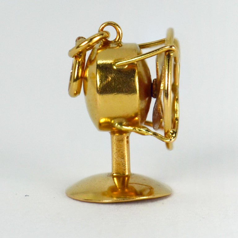 18 Karat Yellow Gold Mechanical Desk Fan Charm Pendant For Sale at ...