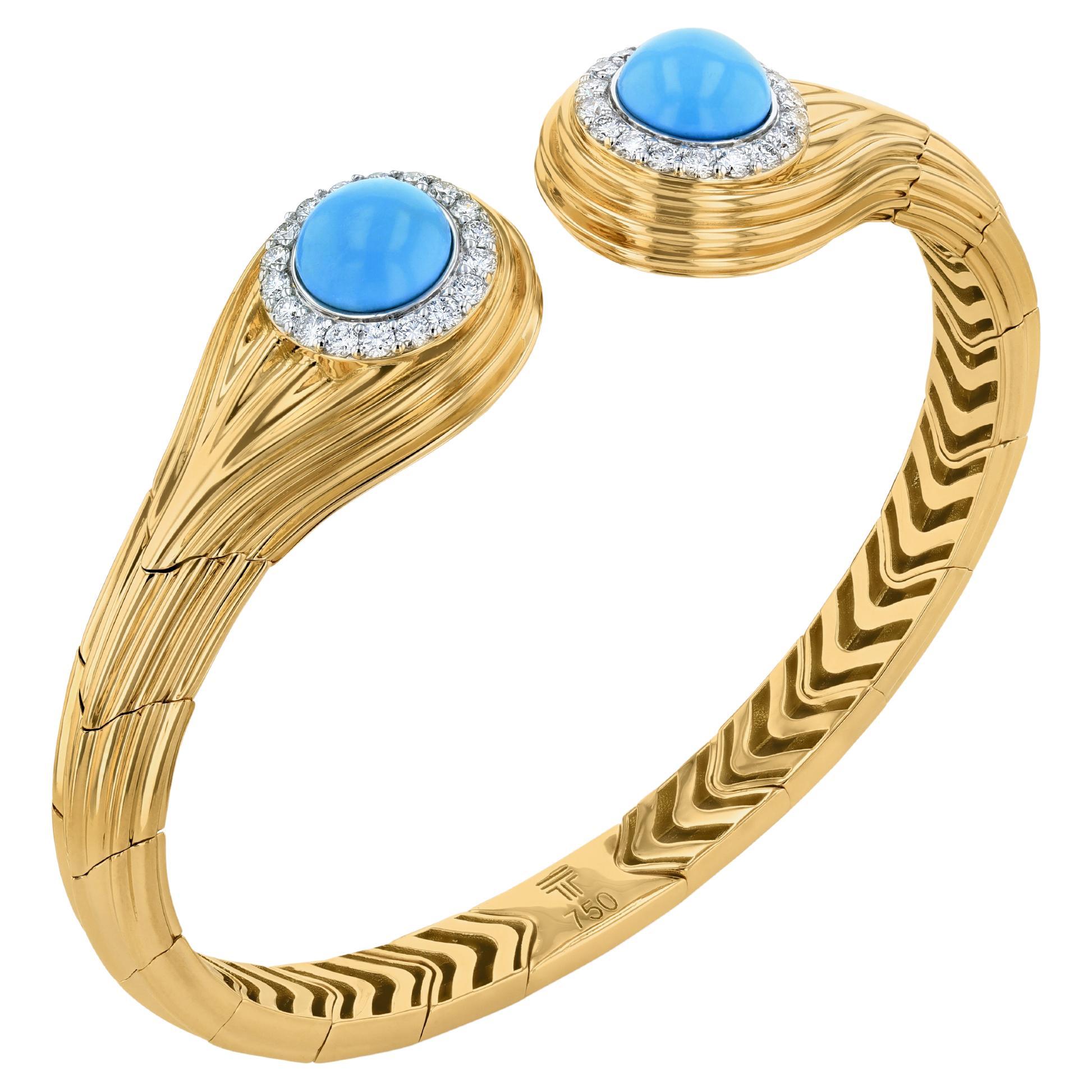 Victorian Pavé Turquoise Bangle Bracelet at 1stDibs