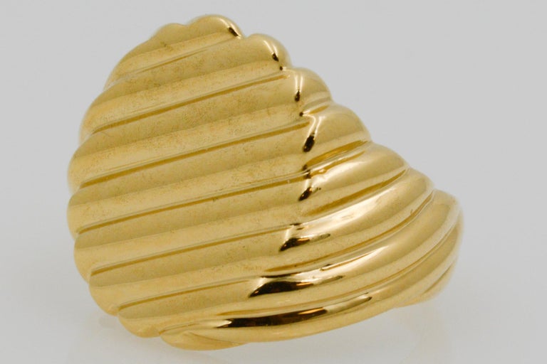 18 Karat Yellow Gold Men's Ridged Ring at 1stDibs