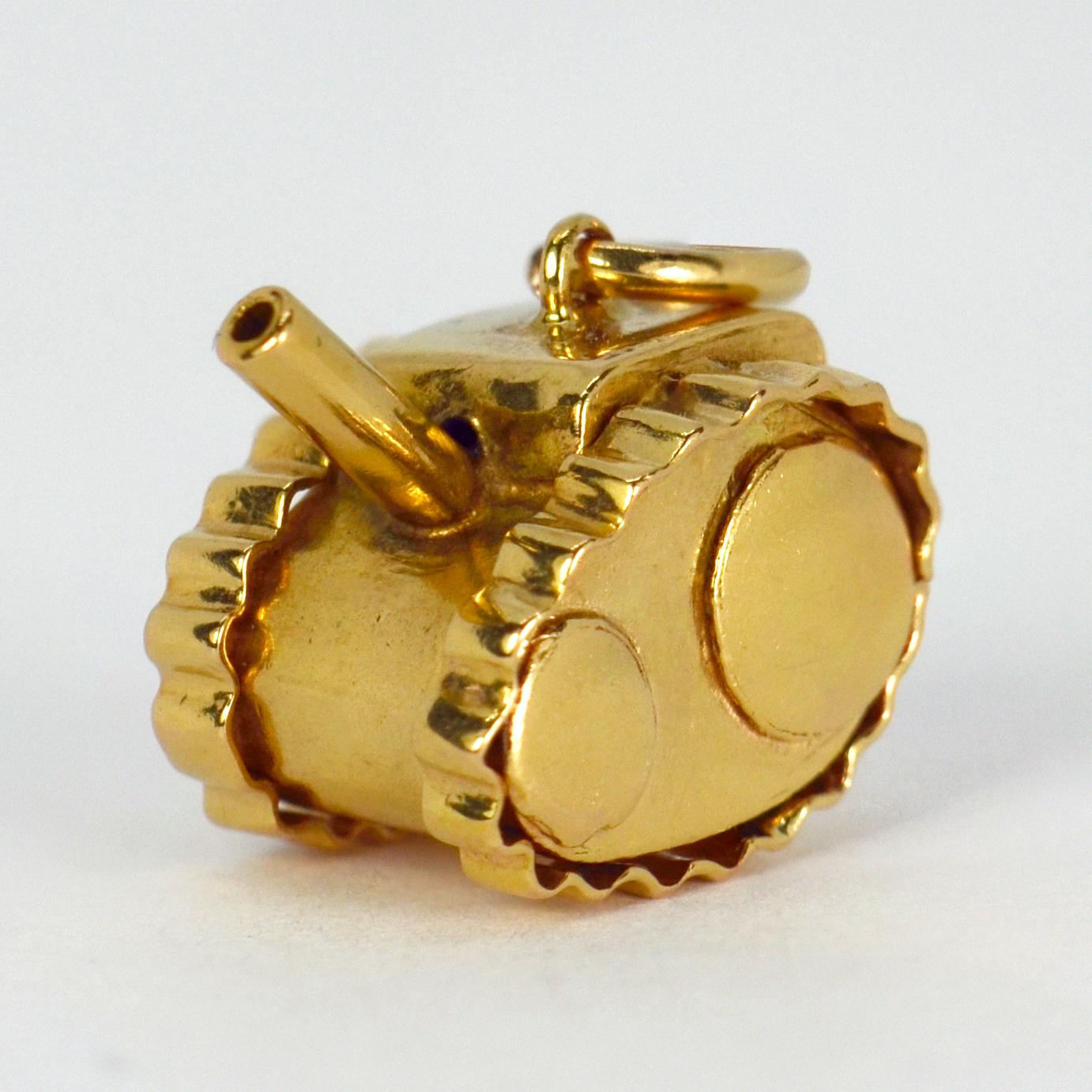 18 Karat Yellow Gold Military Tank Charm Pendant at 1stDibs | tank ...