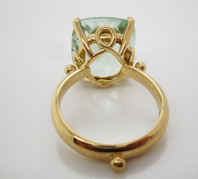 18 Karat Yellow Gold Mint Green Beryl Cocktail Dinner Ring at 1stDibs