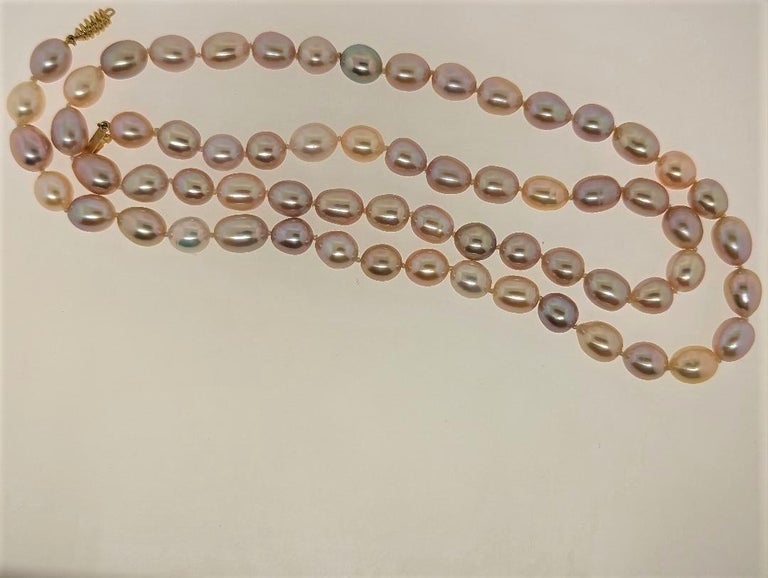 18k Yellow Gold, Mixed Oval Pearls For Sale at 1stDibs