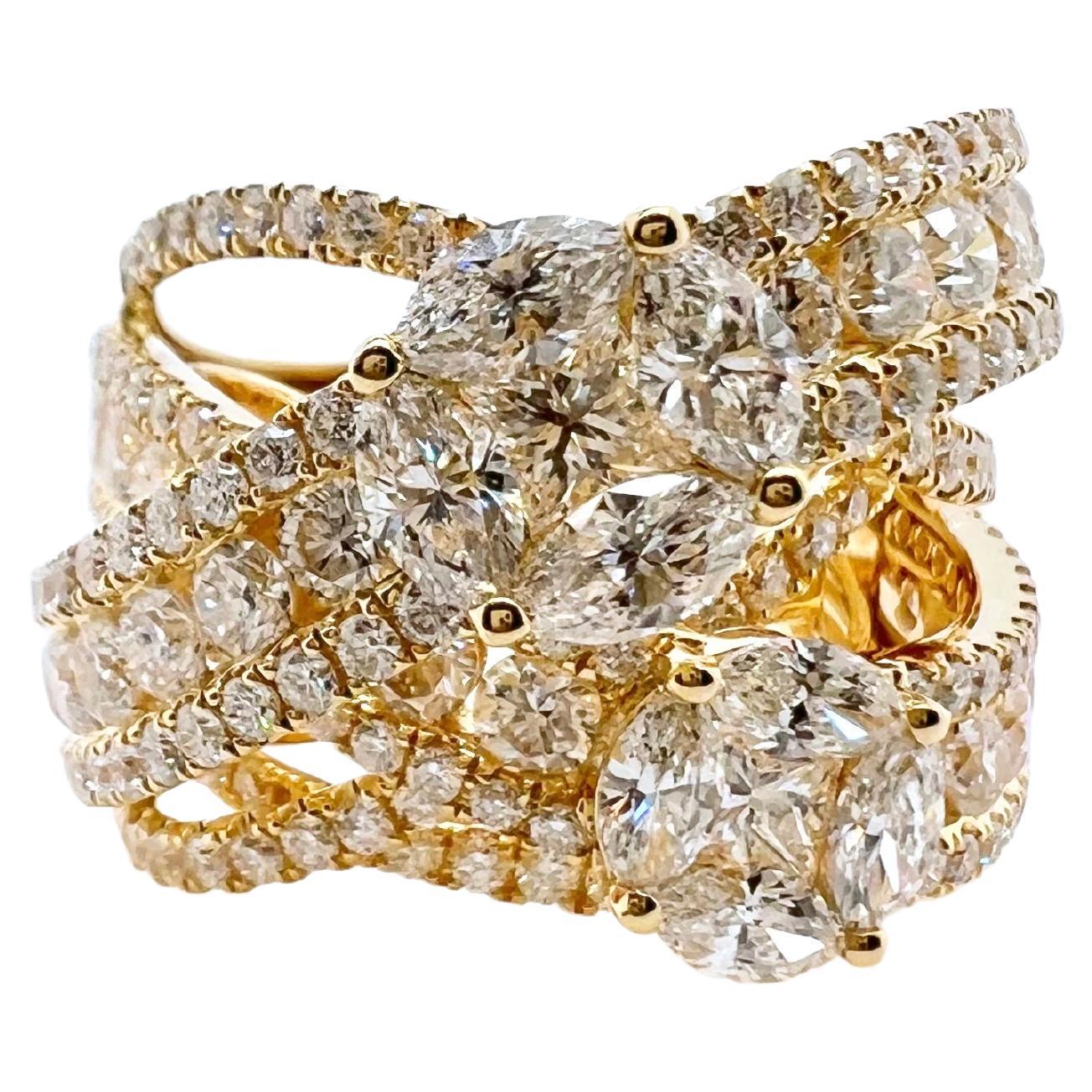 Multi-Layer Diamond Cigar Band Cocktail Ring For Sale at 1stDibs
