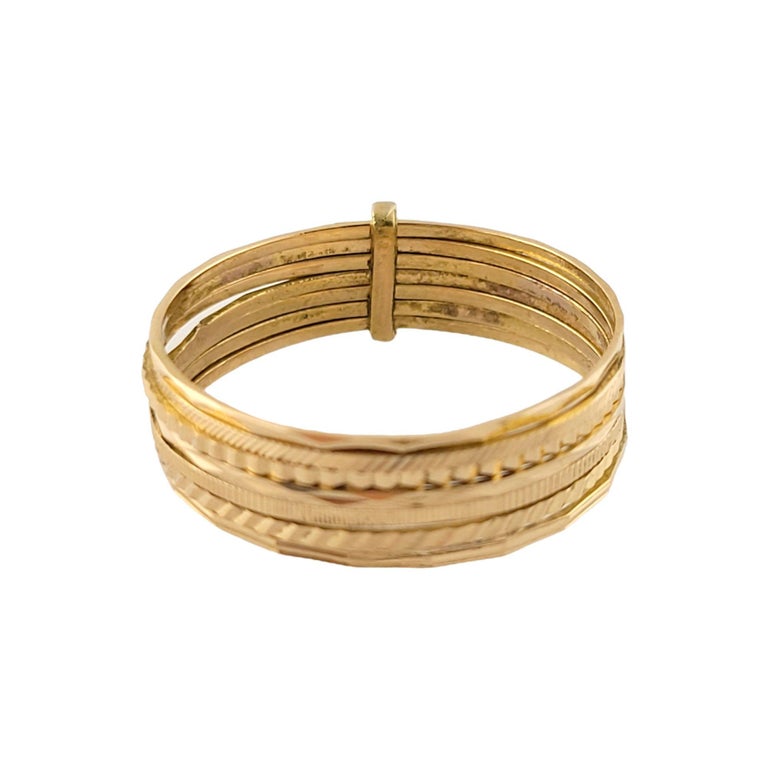 18k Yellow Gold Multiple Texture Rings Band For Sale at 1stDibs