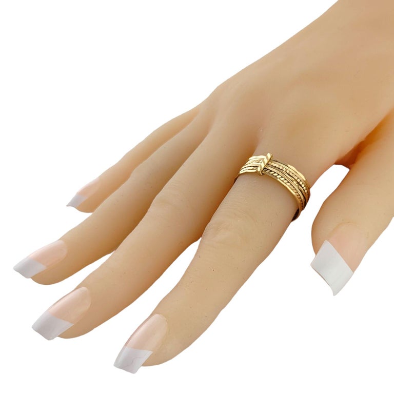 18k Yellow Gold Multiple Texture Rings Band For Sale at 1stDibs