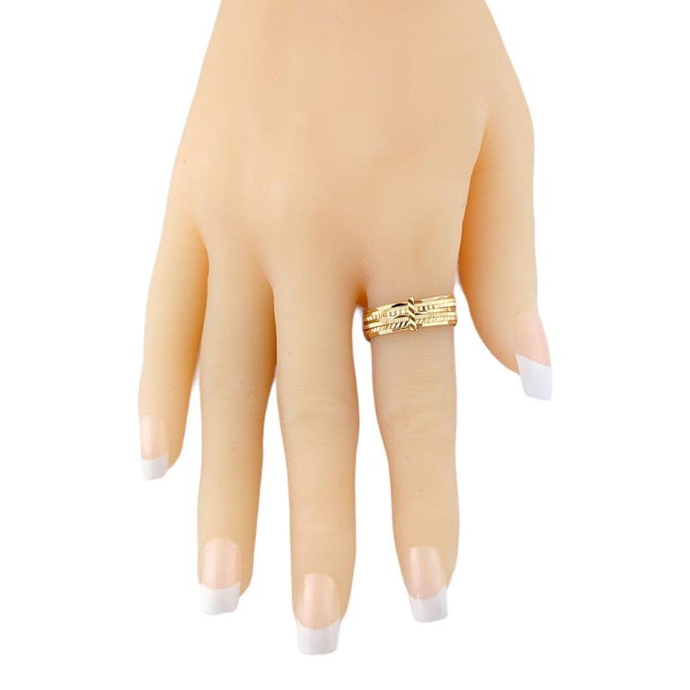 18k Yellow Gold Multiple Texture Rings Band For Sale at 1stDibs