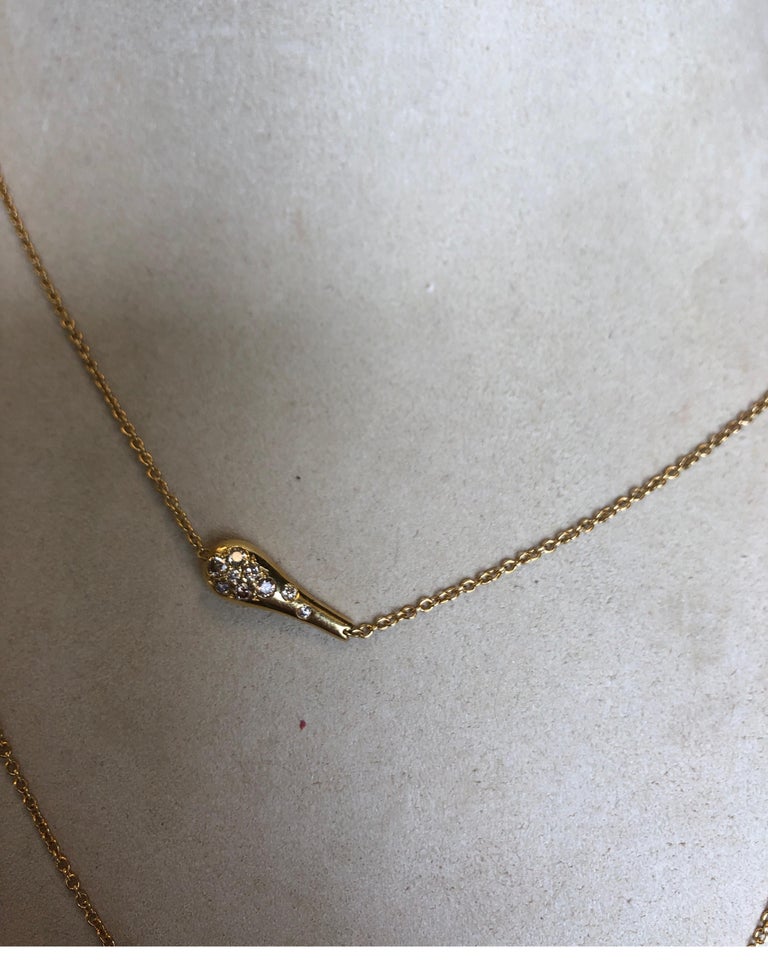 18 Karat Yellow Gold Neck Chain with Tear Drop Shape Cognac Diamond ...