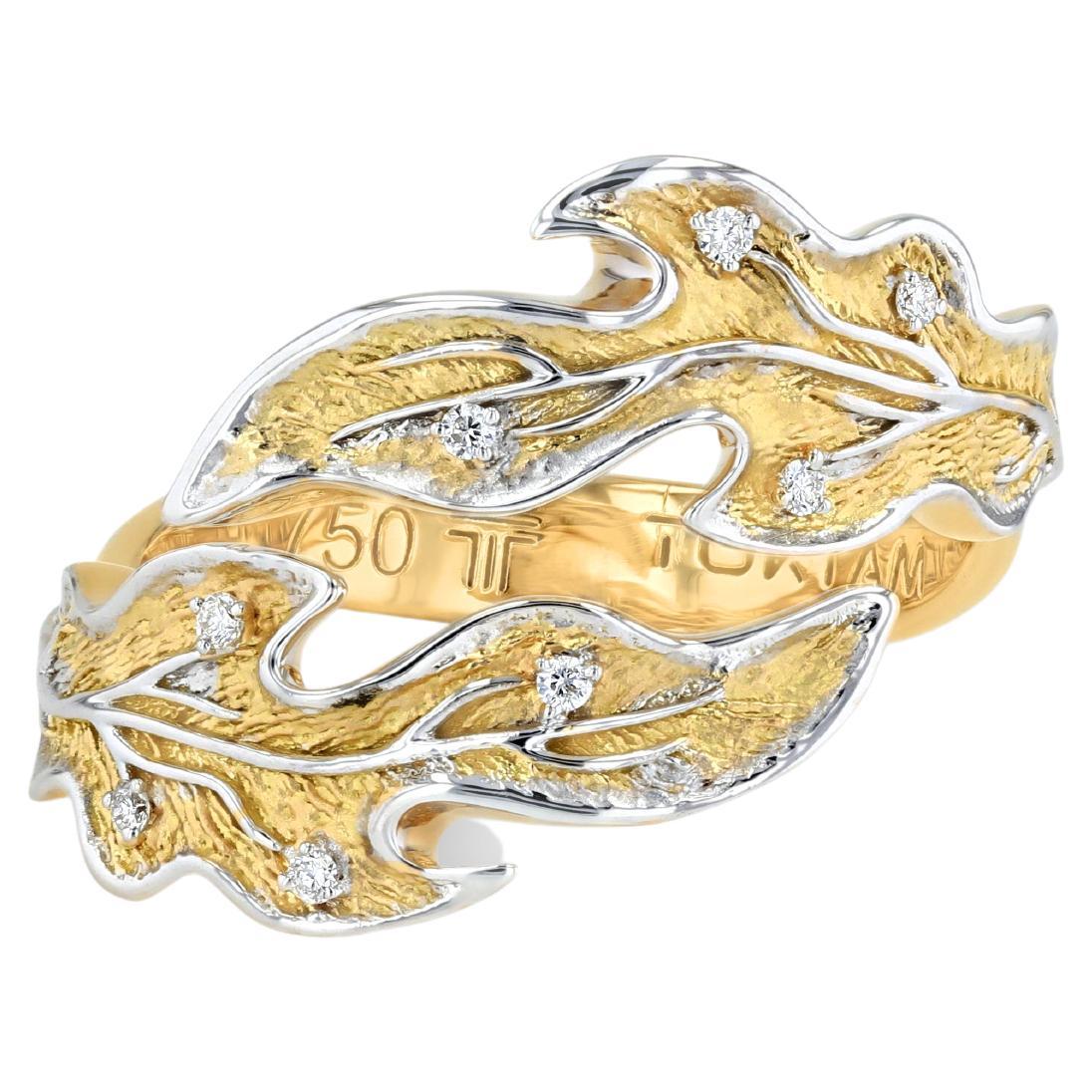 Fred and Co Diamond Gold Twist Ring For Sale at 1stDibs