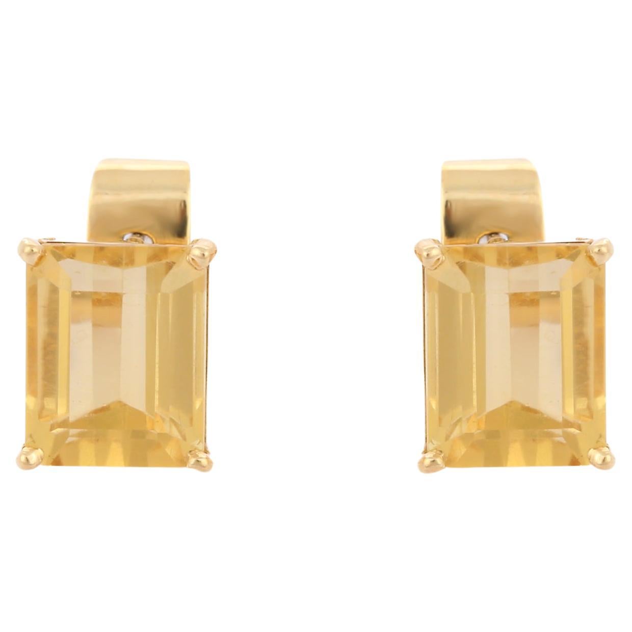 Octagon Cut Faceted Cognac Citrine Golden Citrine Button 14 Kt Solid ...