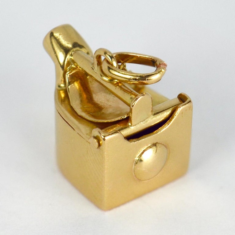 18 Karat Yellow Gold Old Fashioned Steam Iron Charm Pendant For Sale at ...