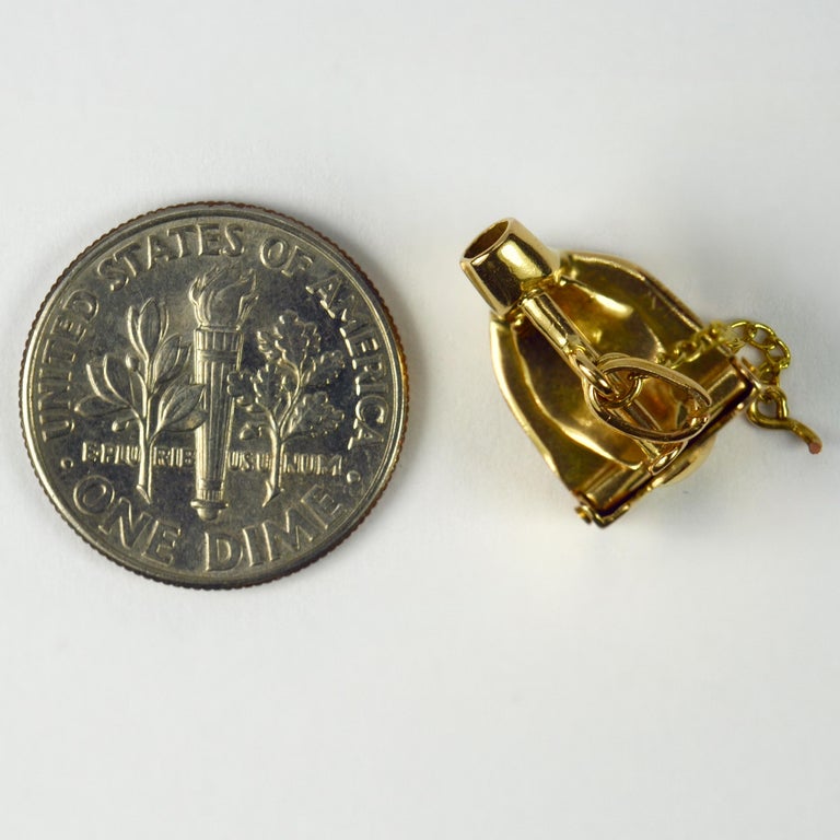 18 Karat Yellow Gold Old Fashioned Steam Iron Charm Pendant For Sale at ...
