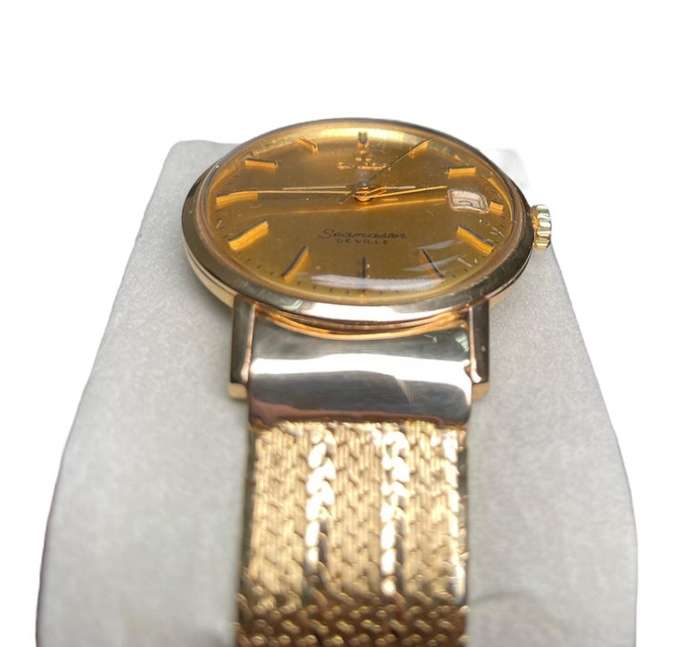 18k Yellow Gold Omega Seamaster De Ville Men Watch For Sale at 1stDibs