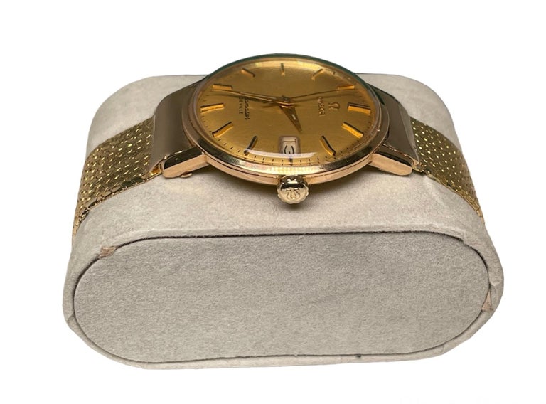 18k Yellow Gold Omega Seamaster De Ville Men Watch For Sale at 1stDibs