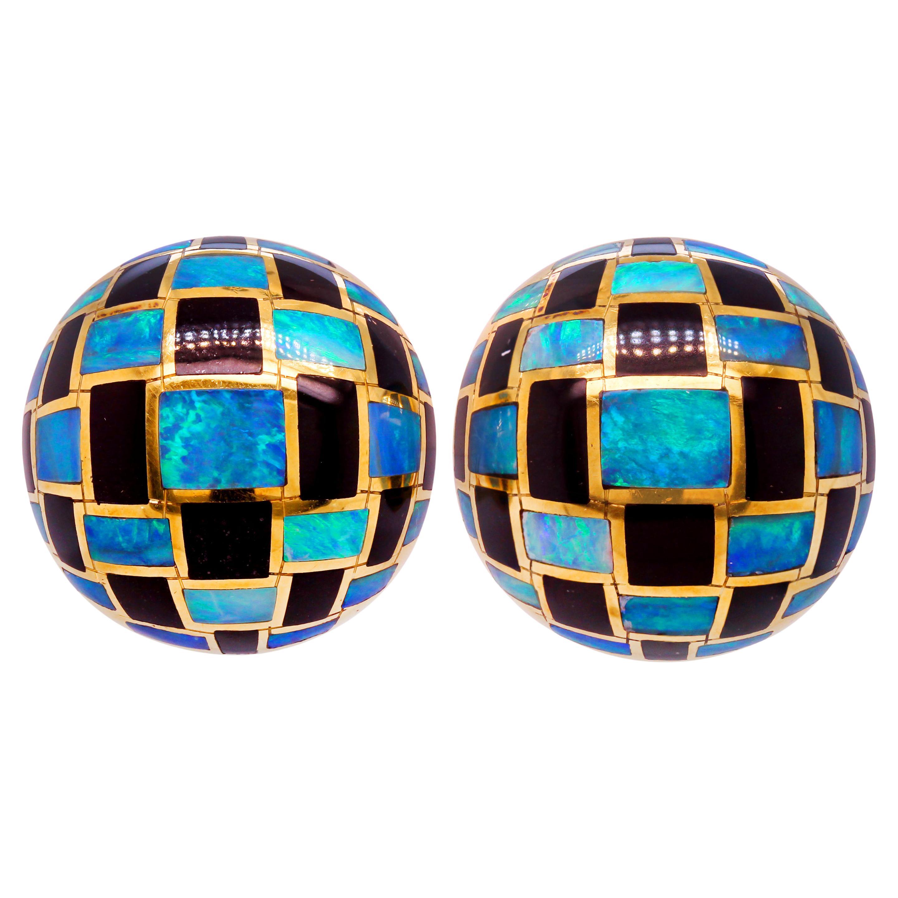 Cabochon Emerald Diamond Gold Earrings at 1stDibs | emerald cabochon ...