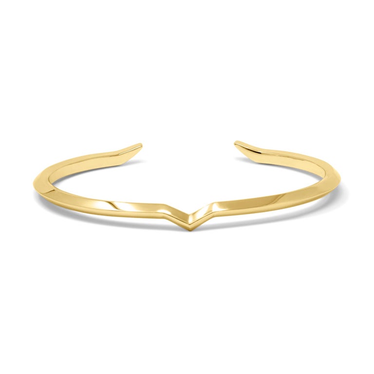 18k Yellow Gold Open-Ended Minimalist Architectural Fang Bangle For ...