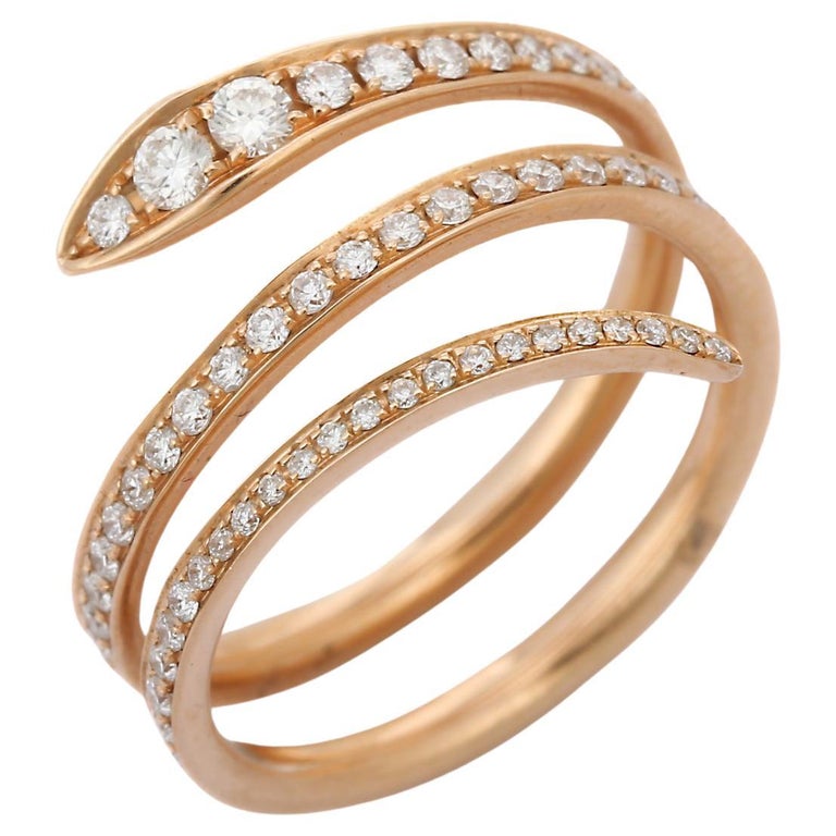 Customizable 18K Yellow Gold Open Diamond Wrap Ring Diamond Triad Band For Sale at 1stDibs