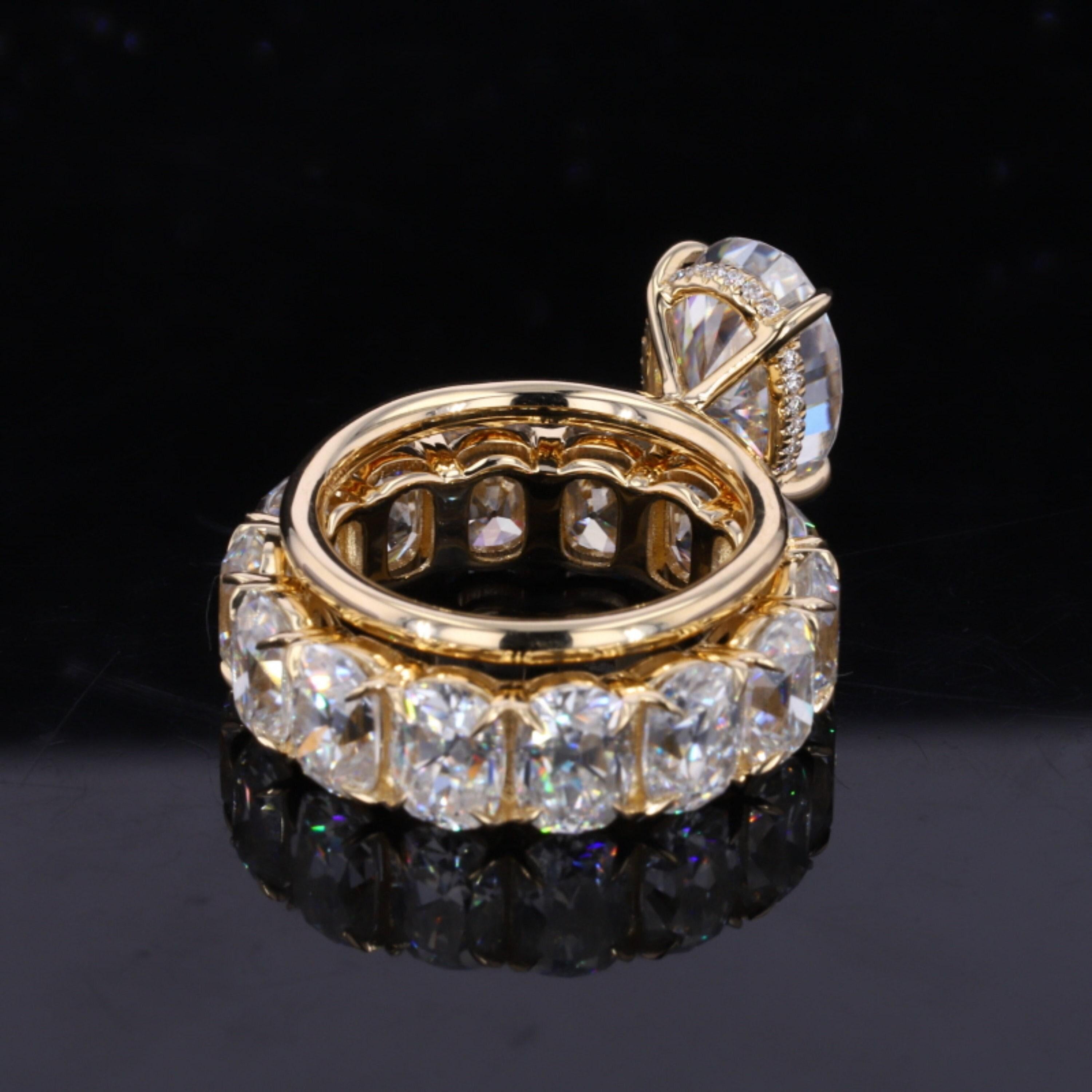 Customizable 18k Yellow Gold Oval Cut Diamonds Bridal Wedding Ring Set ...