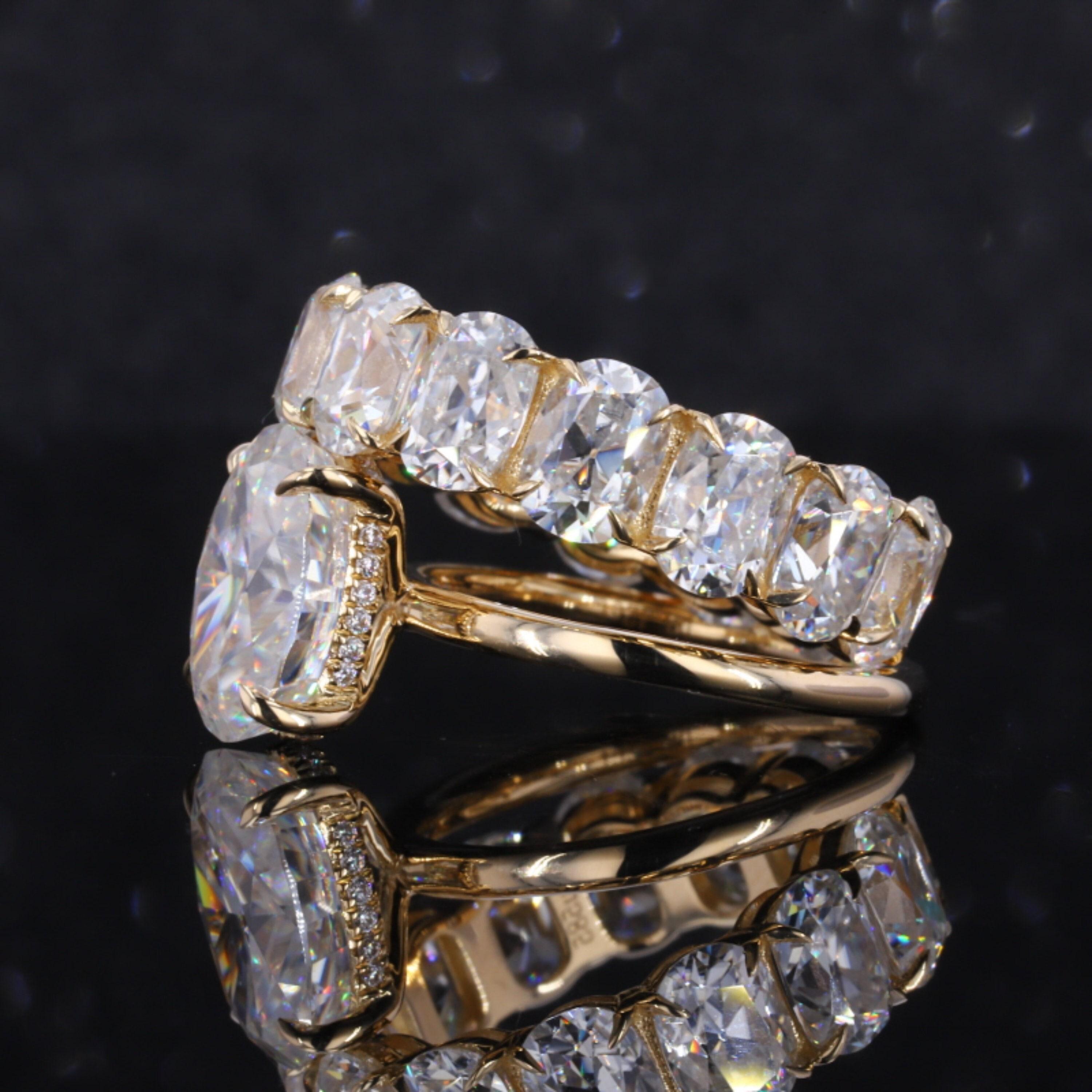 Customizable 18k Yellow Gold Oval Cut Diamonds Bridal Wedding Ring Set ...