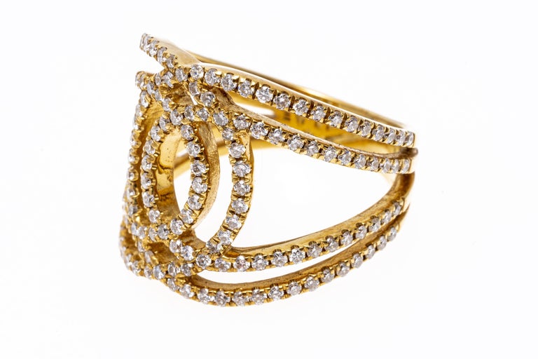 18k Yellow Gold Overlapping Open Diamond Ring For Sale at 1stDibs