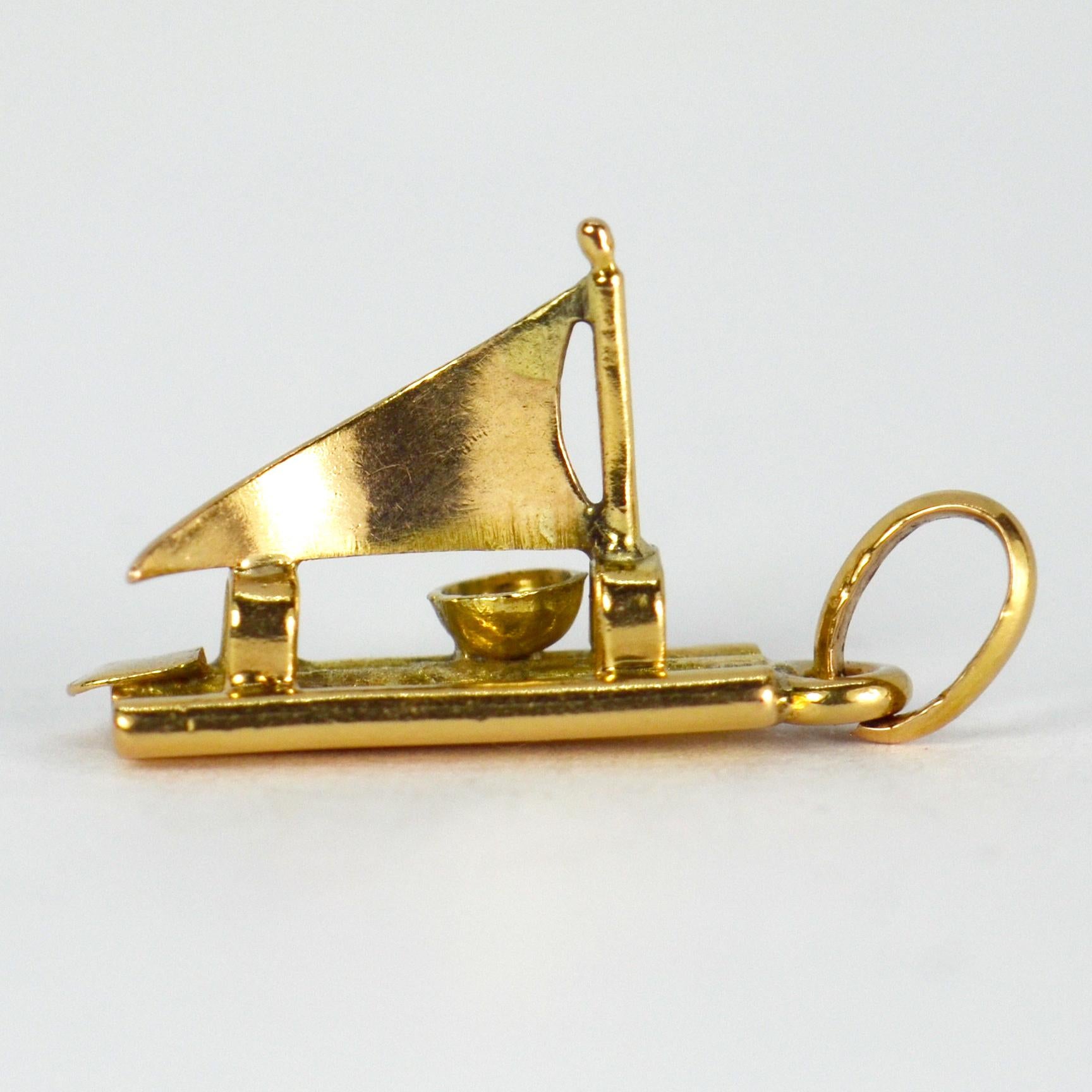 18 Karat Yellow Gold Raft Charm Pendant For Sale at 1stDibs