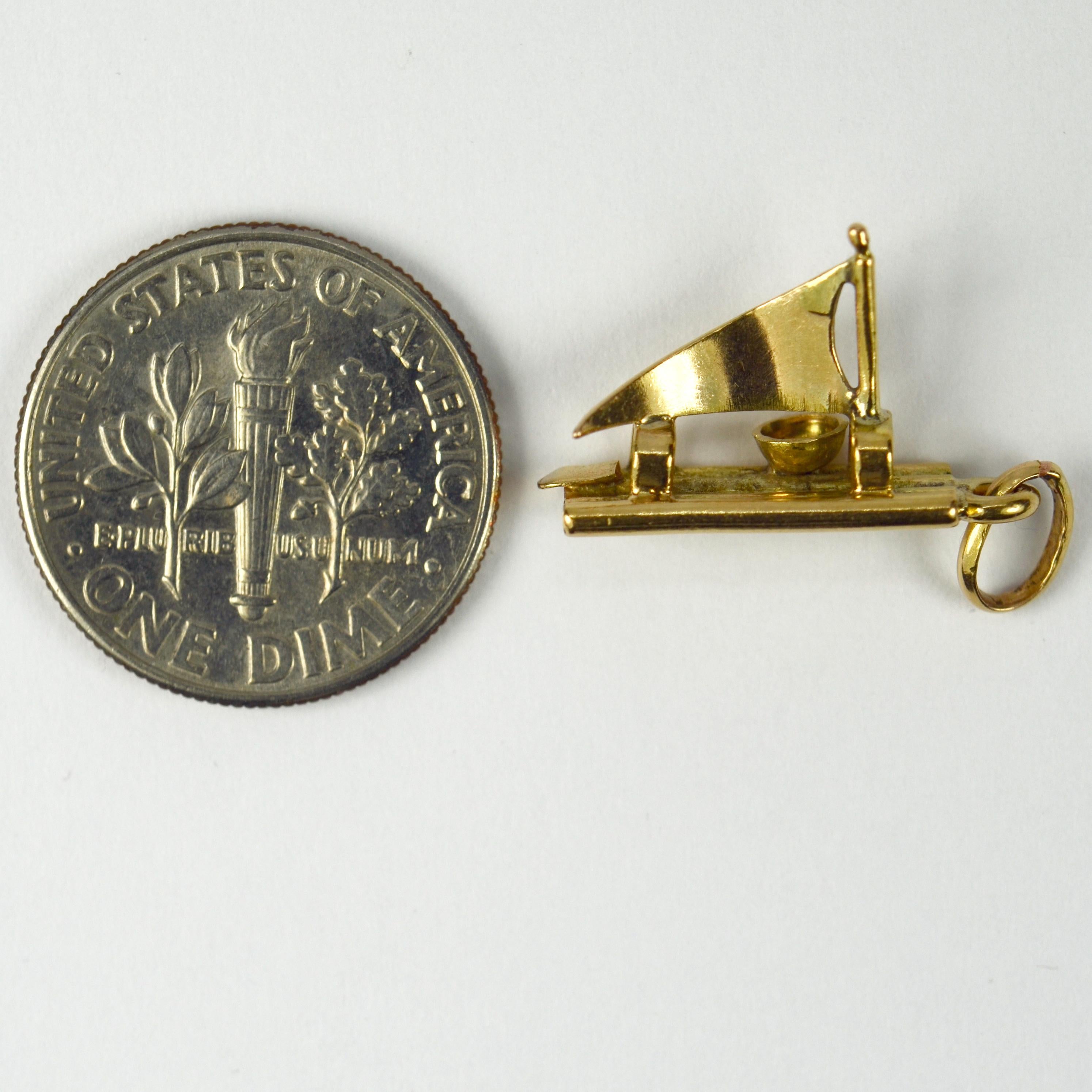 18 Karat Yellow Gold Raft Charm Pendant For Sale at 1stDibs