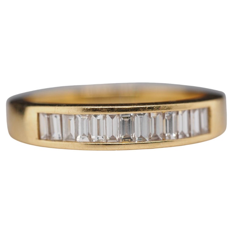 18K Yellow Gold Rectangle Step Cut Diamond Wedding Band For Sale at 1stDibs