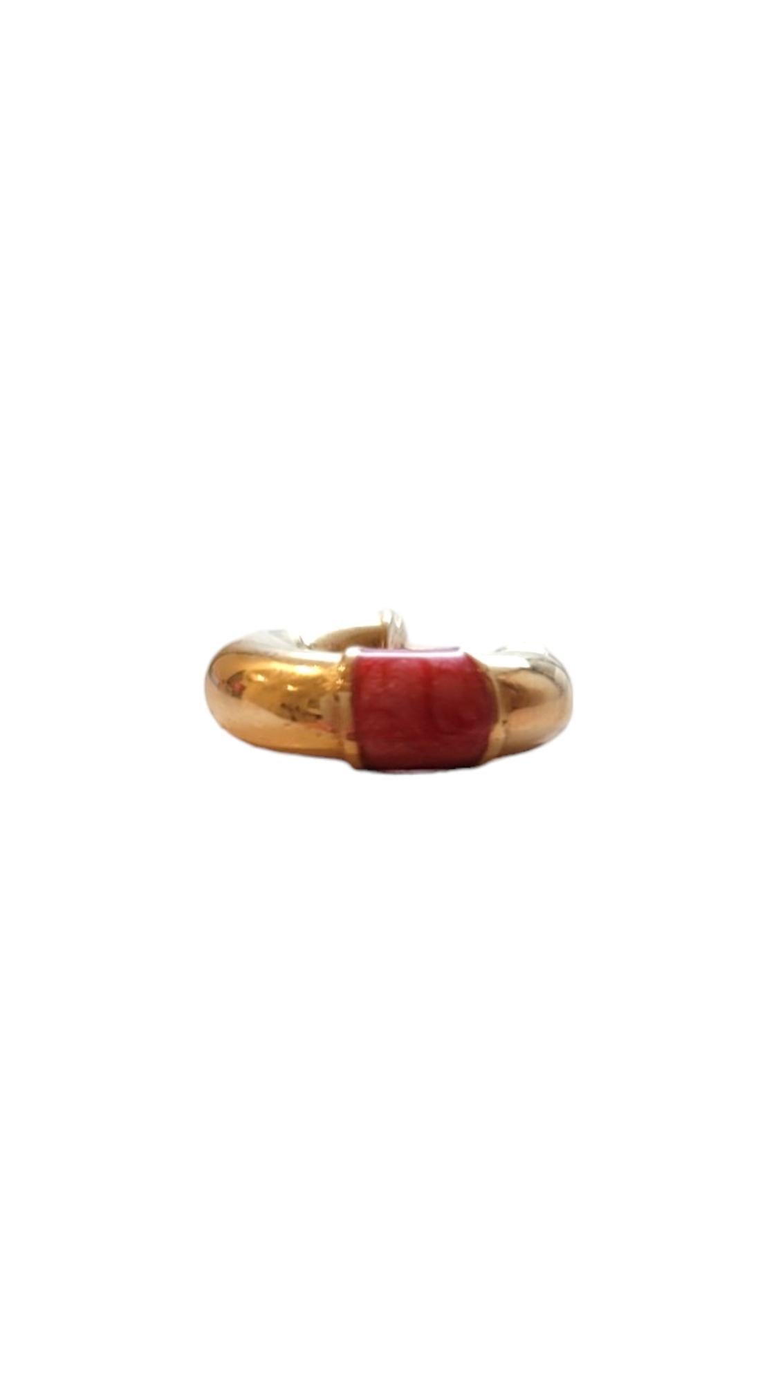 18K Yellow Gold Red Enamel Mini Hoop Earrings #18340 For Sale at 1stDibs