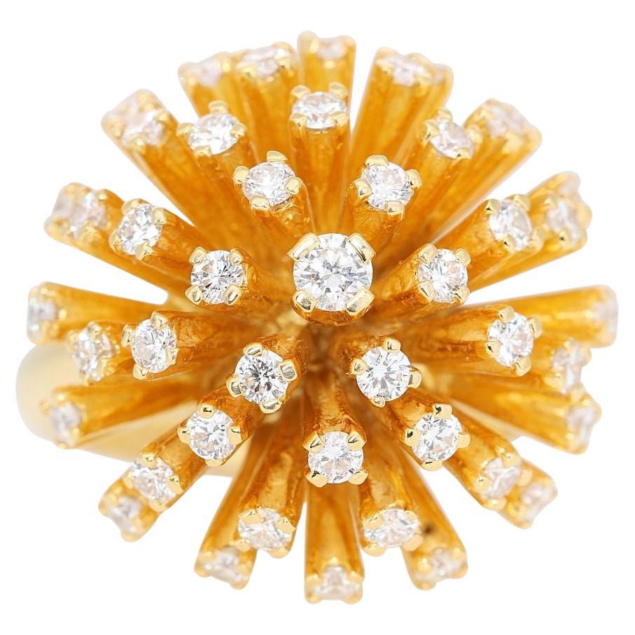 18K Yellow Gold Ring with 47 Dazzling Diamonds For Sale at 1stDibs