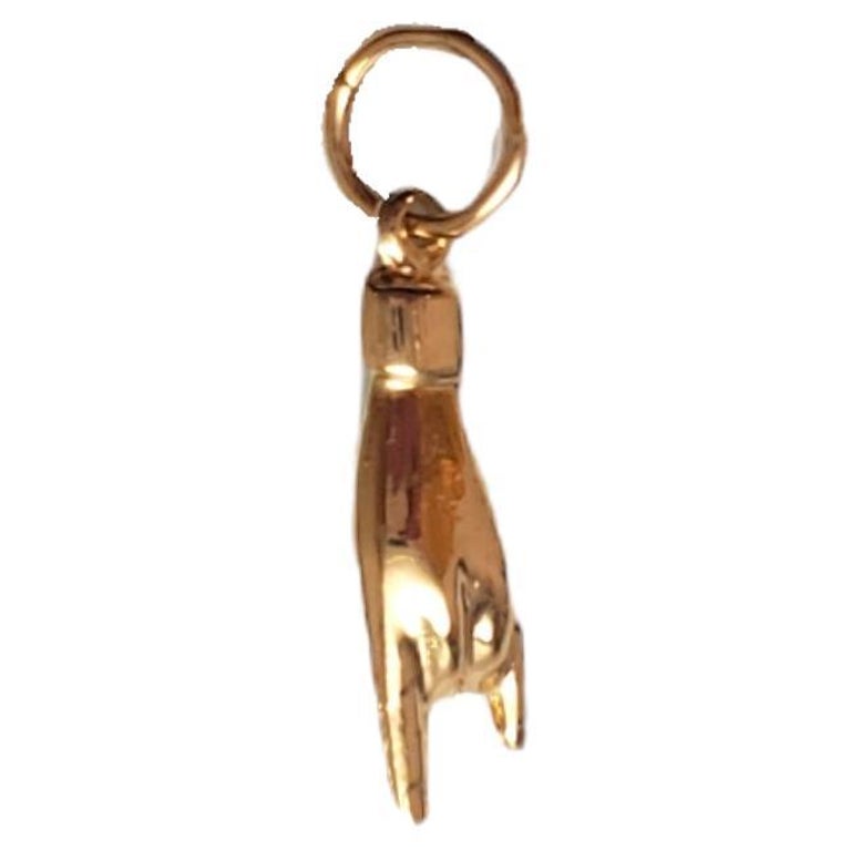 18K Yellow Gold "Rock on" Hand Charm For Sale at 1stDibs