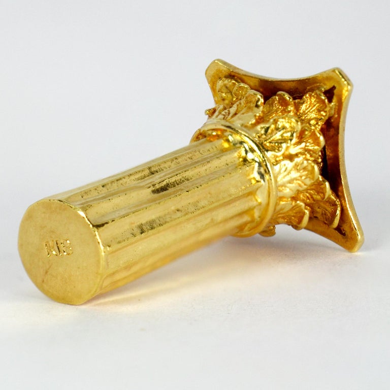 18 Karat Yellow Gold Roman Corinthian Column Charm Pendant at 1stDibs