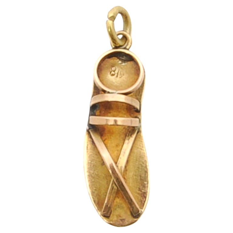 Vintage 18 Karat Yellow Gold Roman Sandal Charm Pendant For Sale at 1stDibs