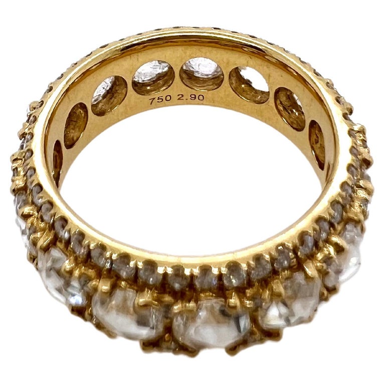 18k Yellow Gold Rose Cut Diamond Eternity Ring with Round Brilliant ...
