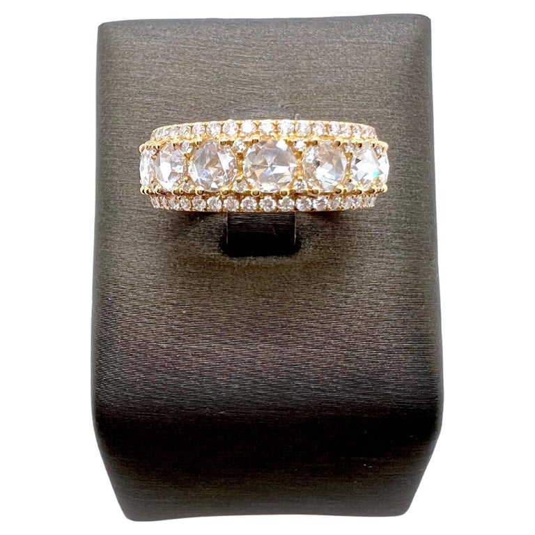 18k Yellow Gold Rose Cut Diamond Eternity Ring with Round Brilliant ...