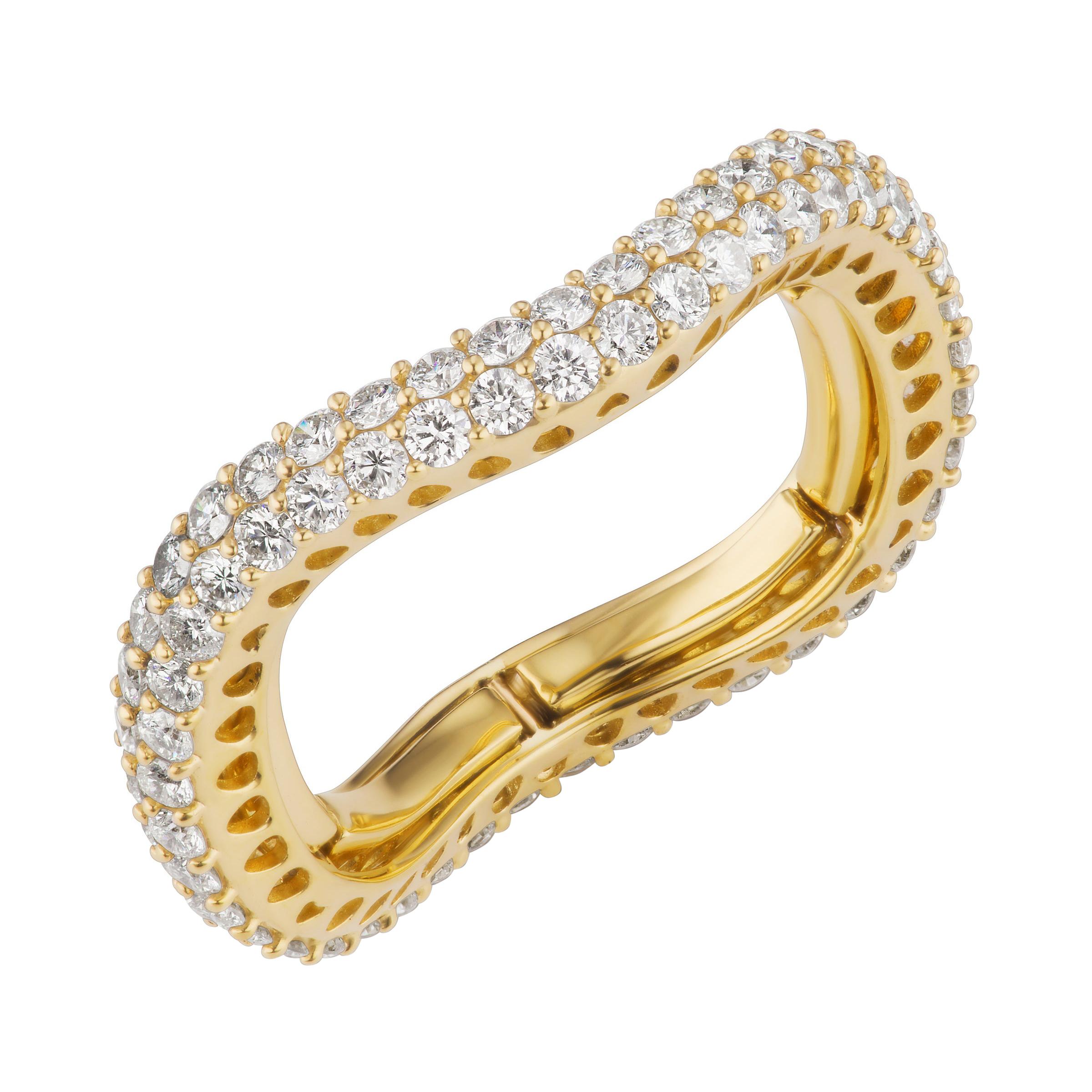 Luxle 1.78 Ct. T.W Round Diamond Adjustable Band Ring in 18K White Gold ...