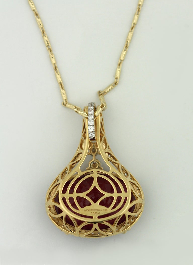 18K Yellow Gold Ruby and Diamond Pendant at 1stDibs