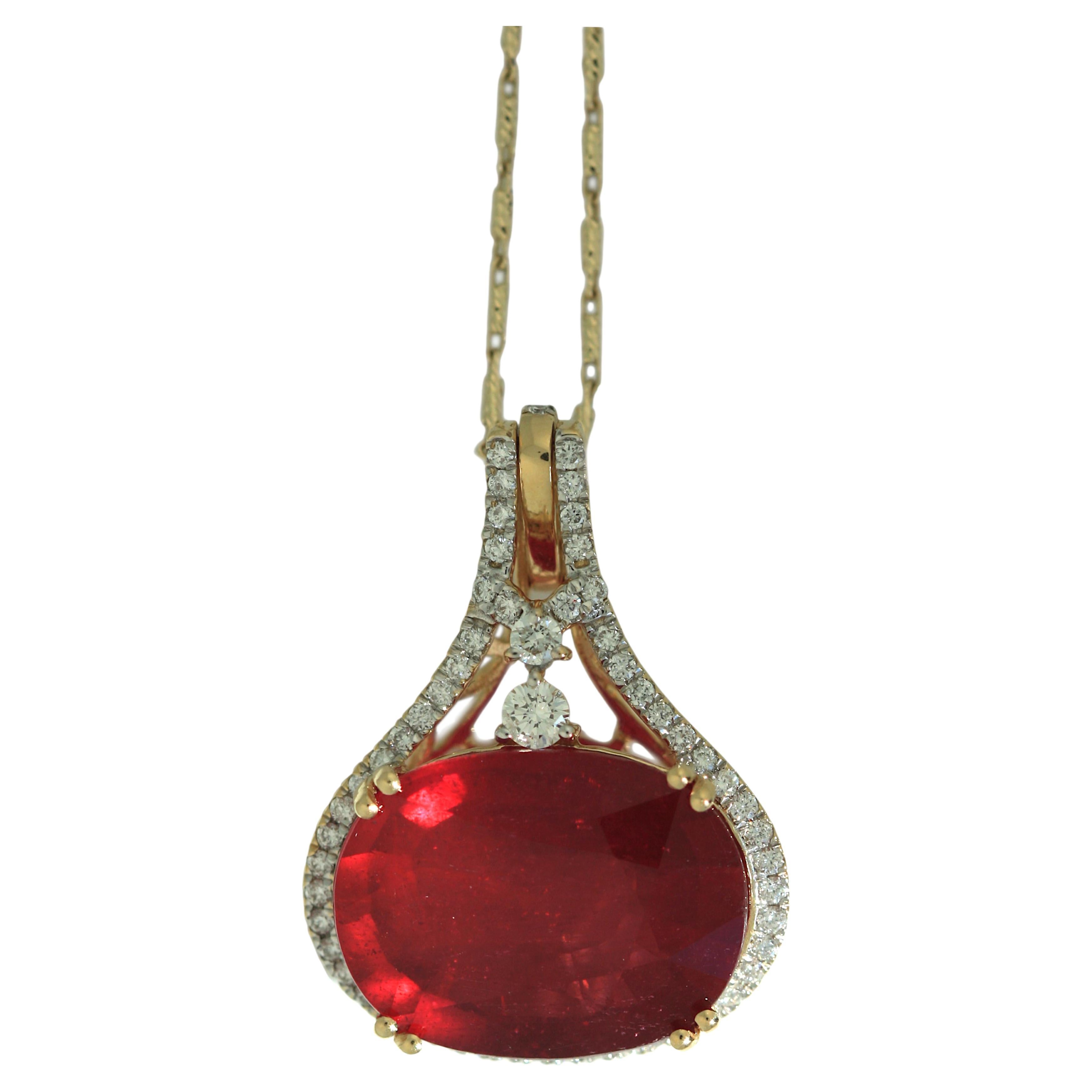 Simon G. DP271 18K Yellow Gold Queen Bee Necklace with Ruby and Diamond ...