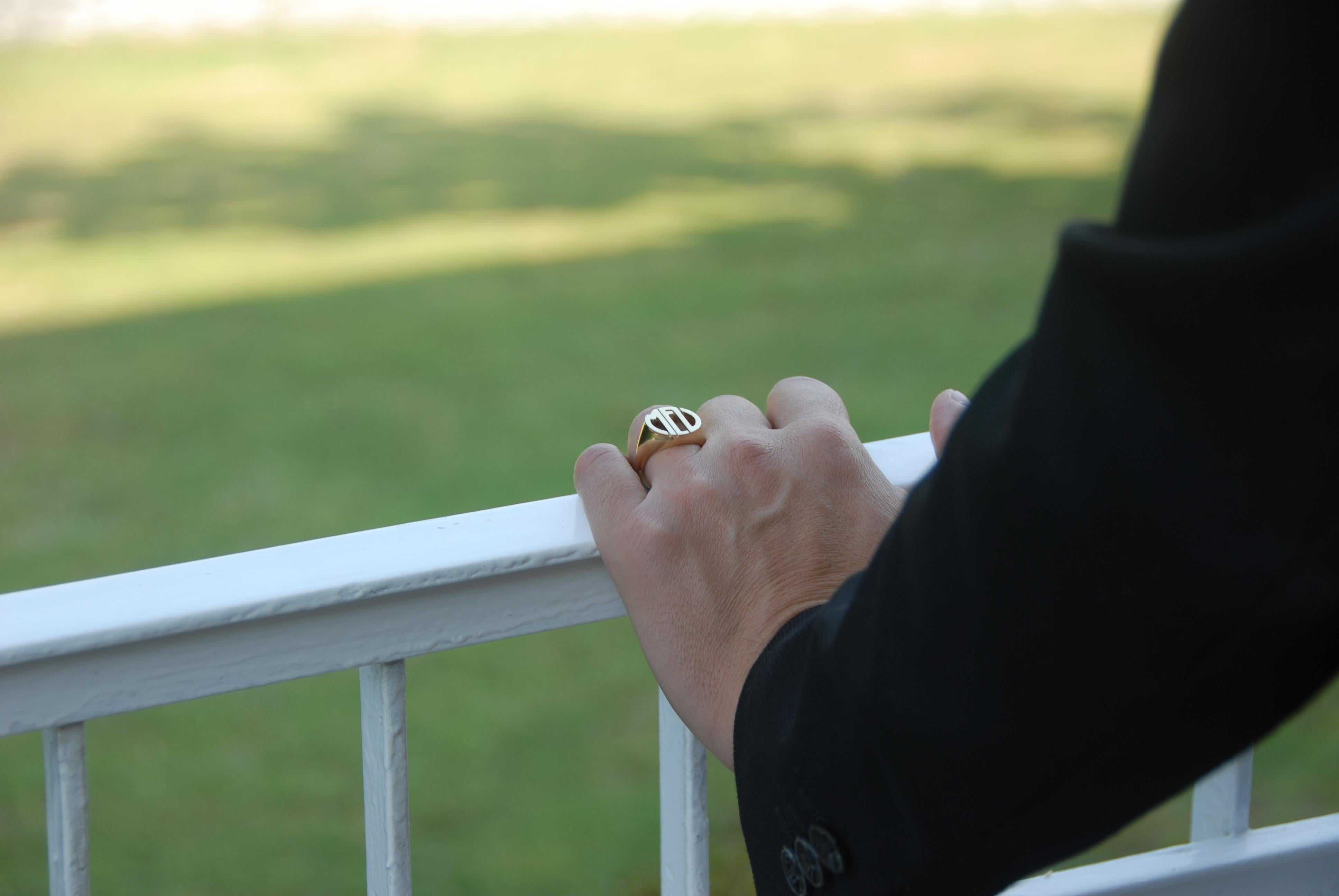 Customizable 18K Yellow Gold Signet Ring Handcrafted in Italy with MEL ...